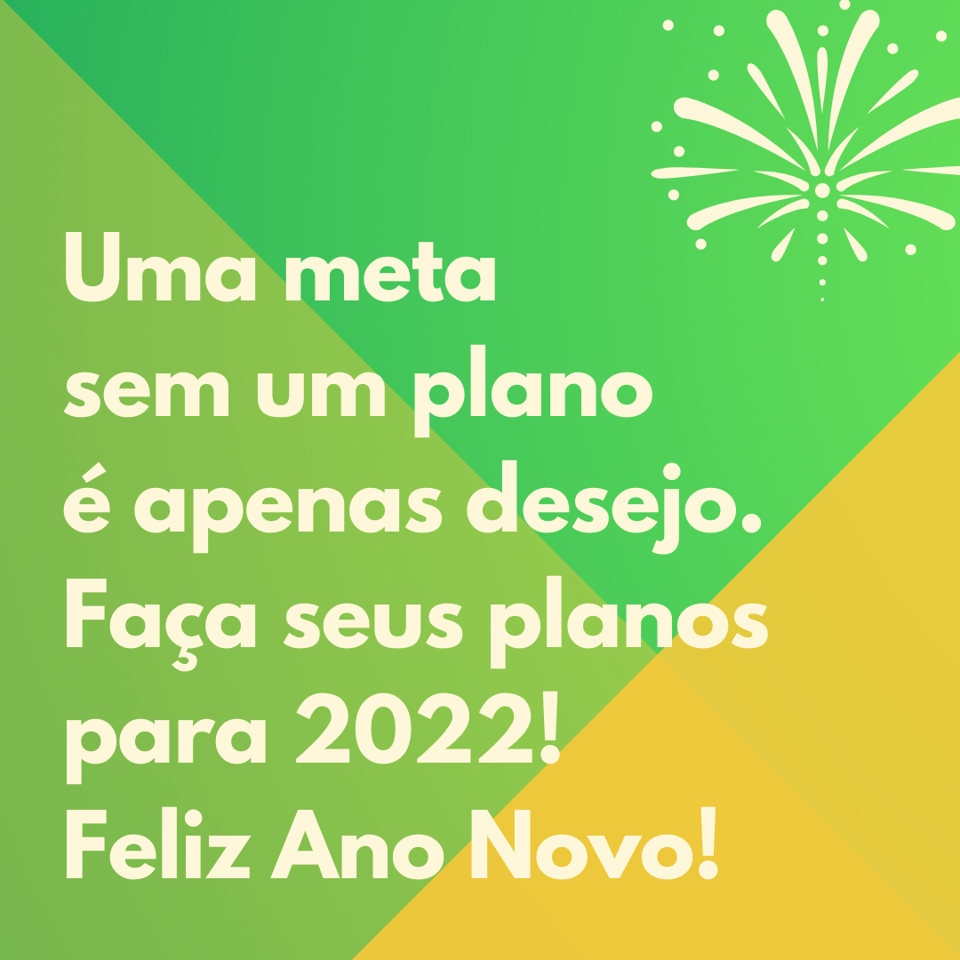 Uma meta sem um plano é apenas desejo. Faça seus planos para 2022 ...